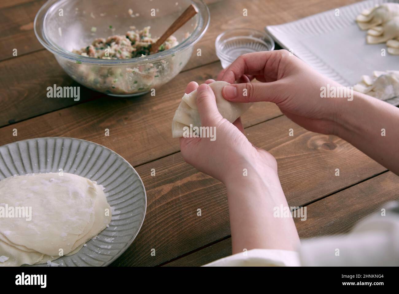 Handmade Dumplings Filled With Red Bean Paste Stock Photo - Alamy