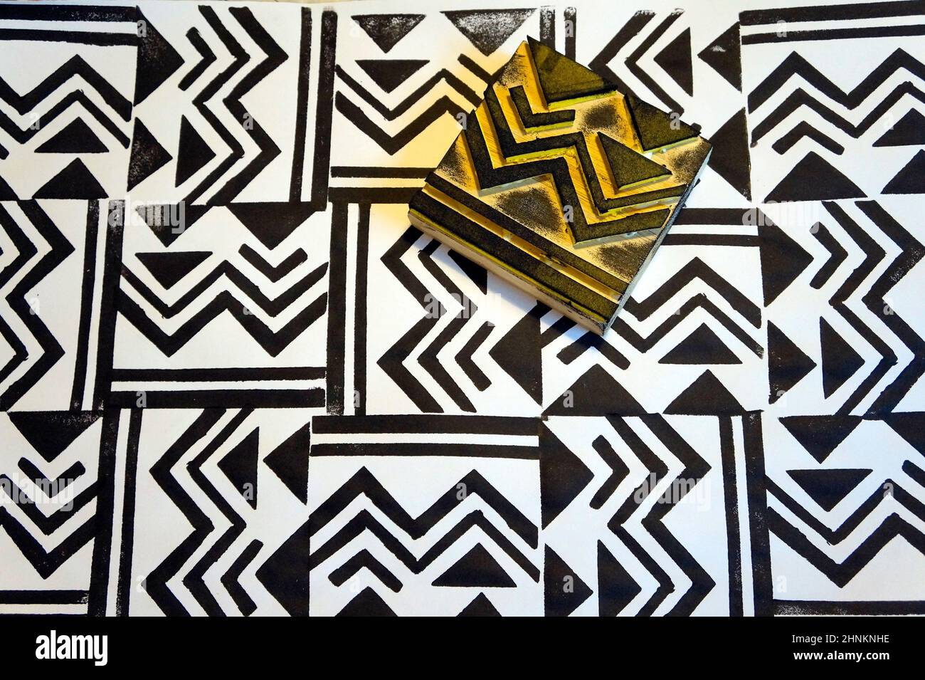 Handmade print with stamp Stock Photo - Alamy