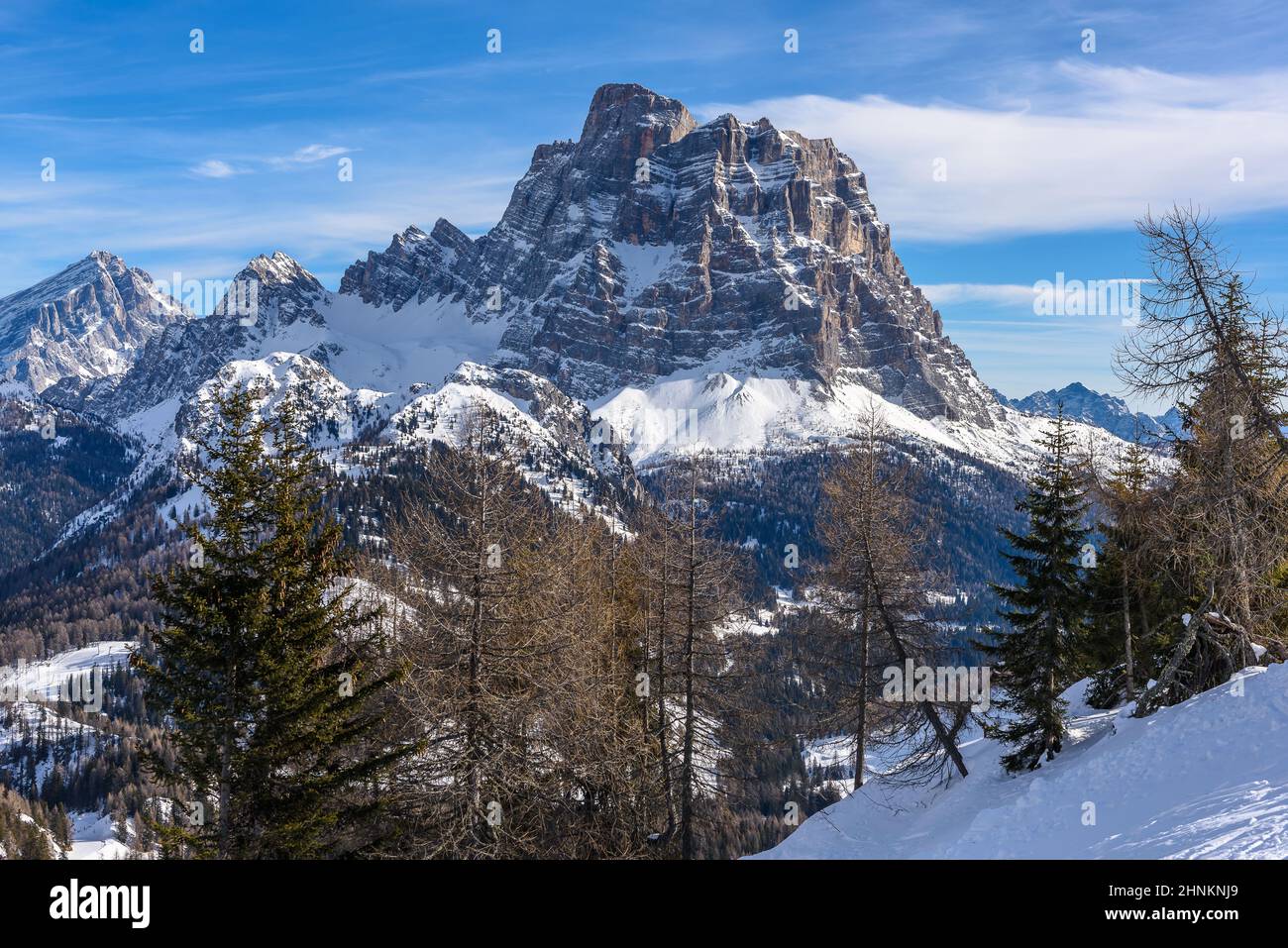 Snowy view of the Monte Pelmo in the venetian Dolomites Stock Photo - Alamy