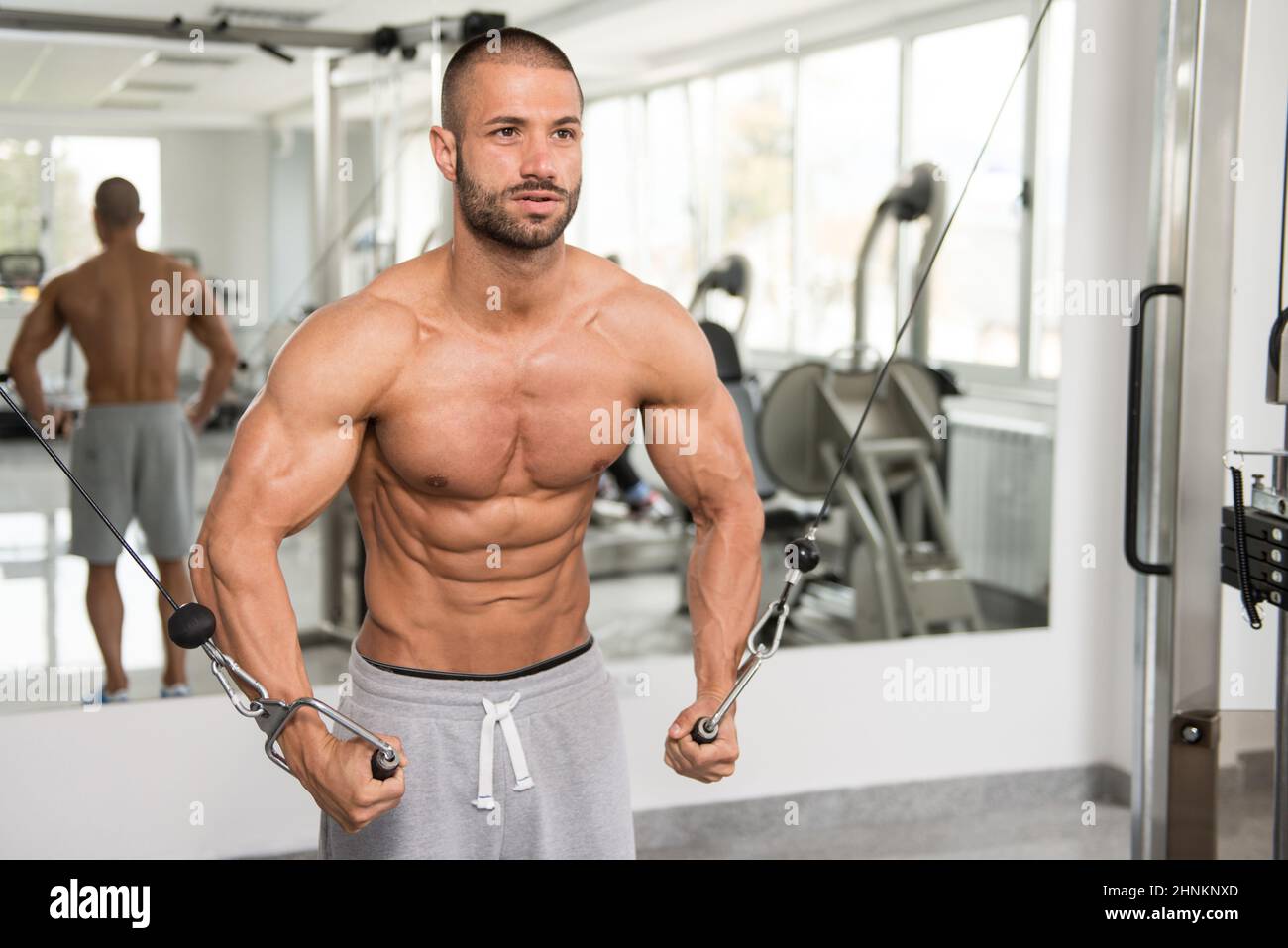 Young muscular men flexing abdominal hi-res stock photography and ...