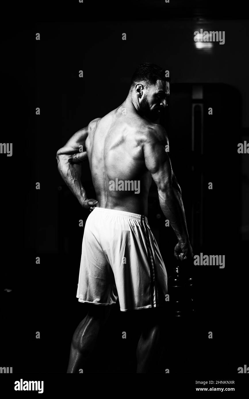 Bodybuilder Drinking Water From Shaker Stock Photo - Alamy