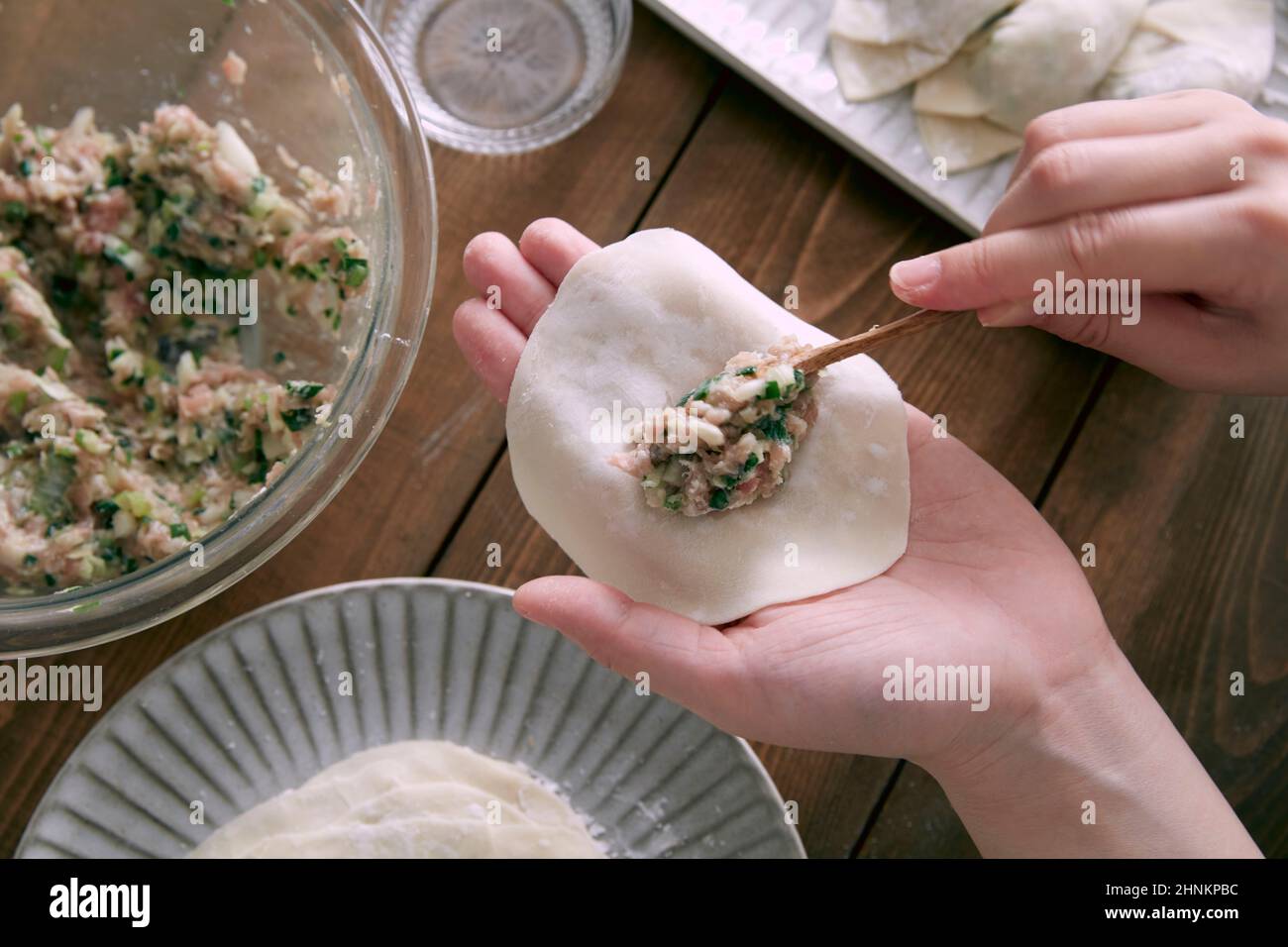 Handmade Dumplings Filled With Red Bean Paste Stock Photo - Alamy