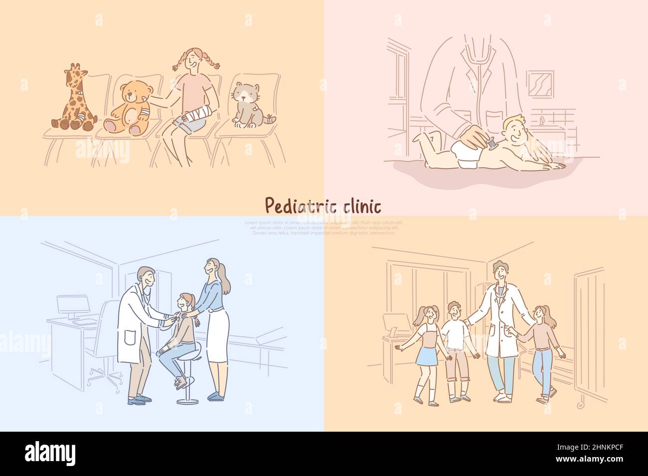 Pediatric clinic, baby in pediatrician office, girl in hospital waiting ...