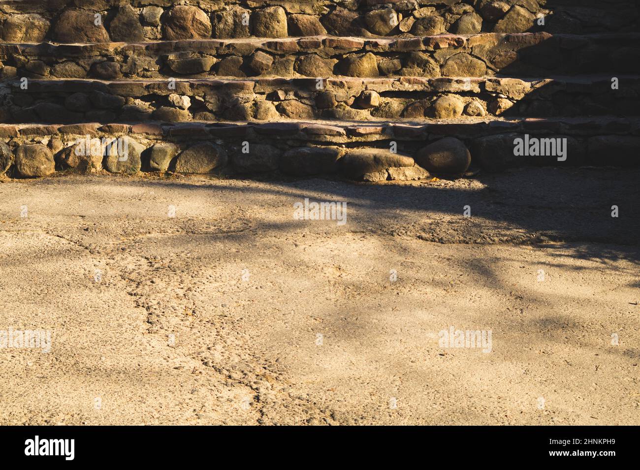 Stone steps ladder. stairs from natural stones in the park background ...