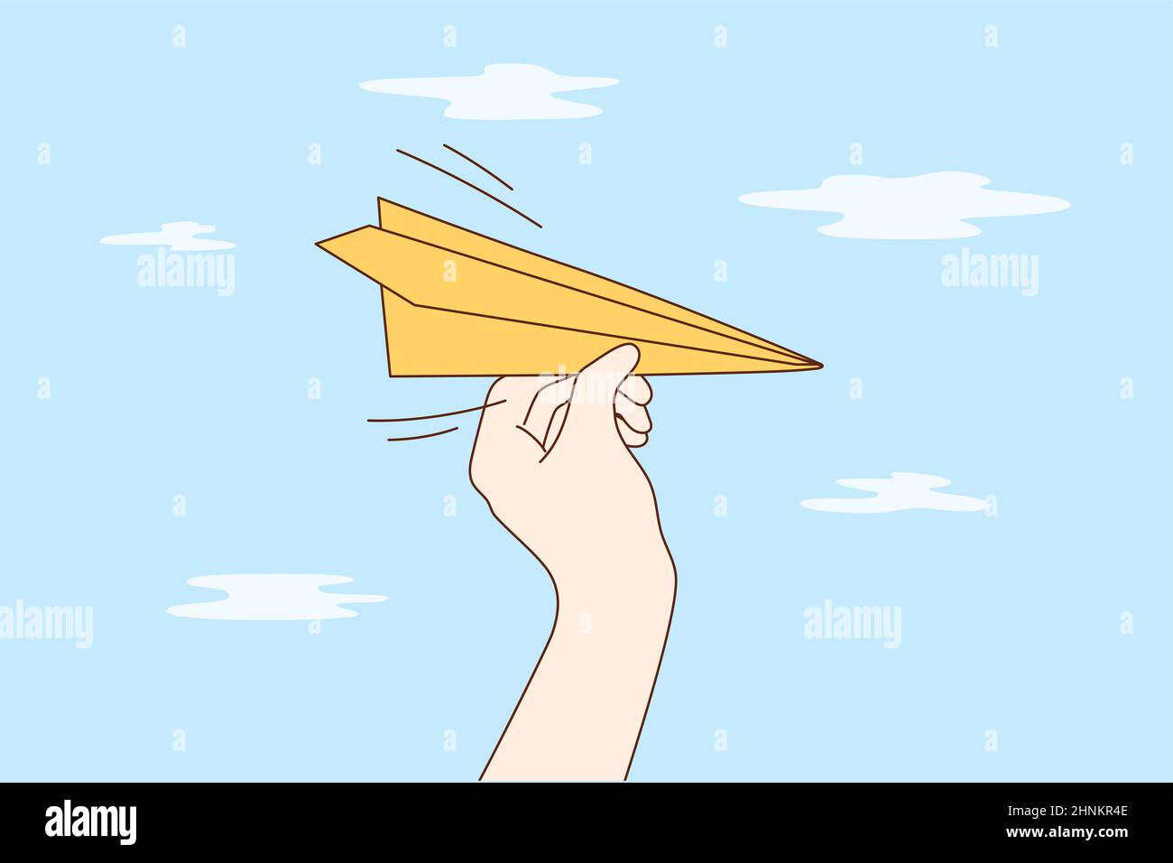 Travelling, business, delivery, flight concept. Man woman cartoon hands ...