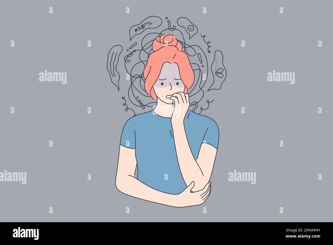 Emotion, face, expression, frustration, panic attack, mental stress ...