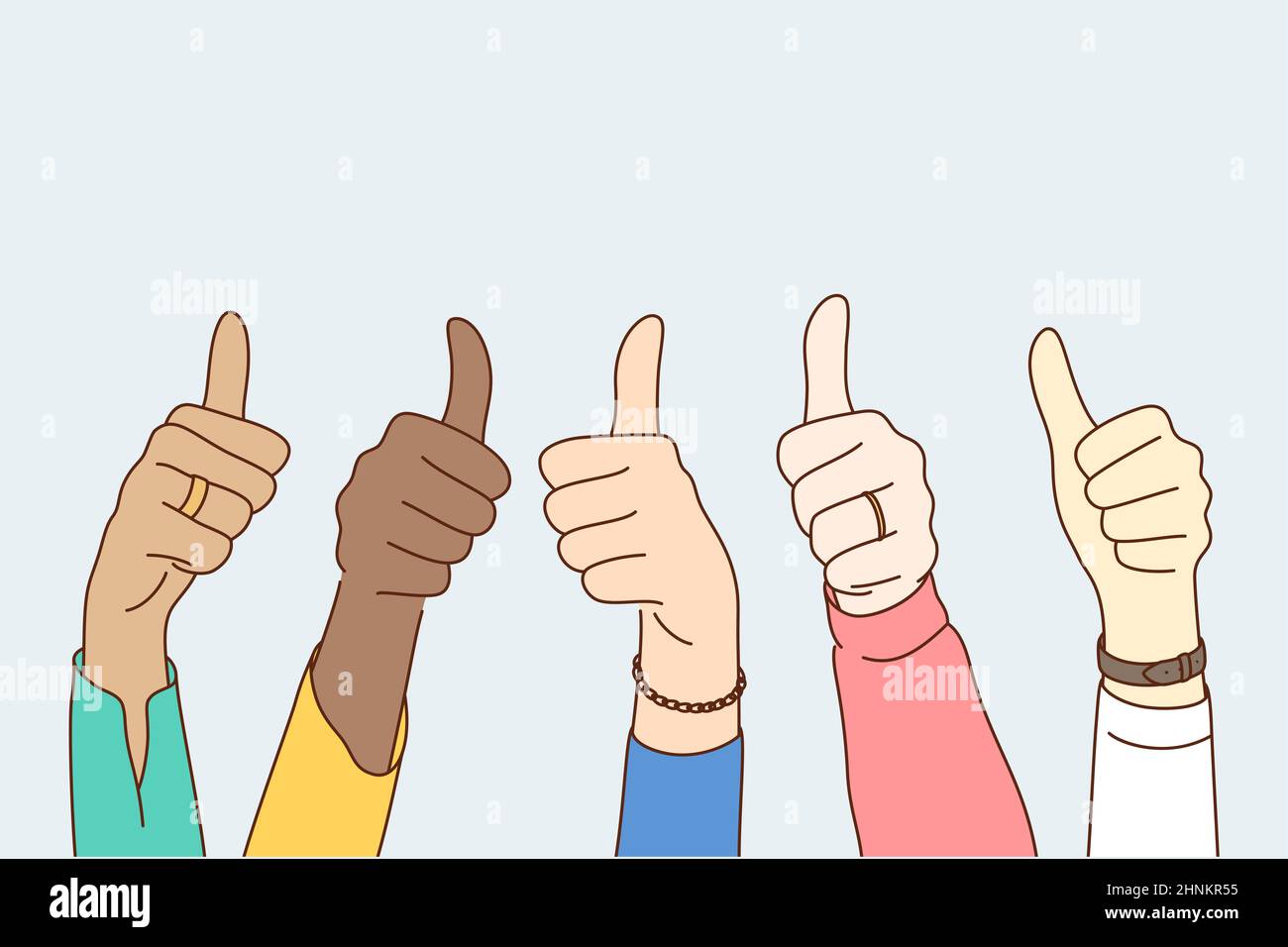 Success, approval, goal achievement, multiethnicity concept. Group ...