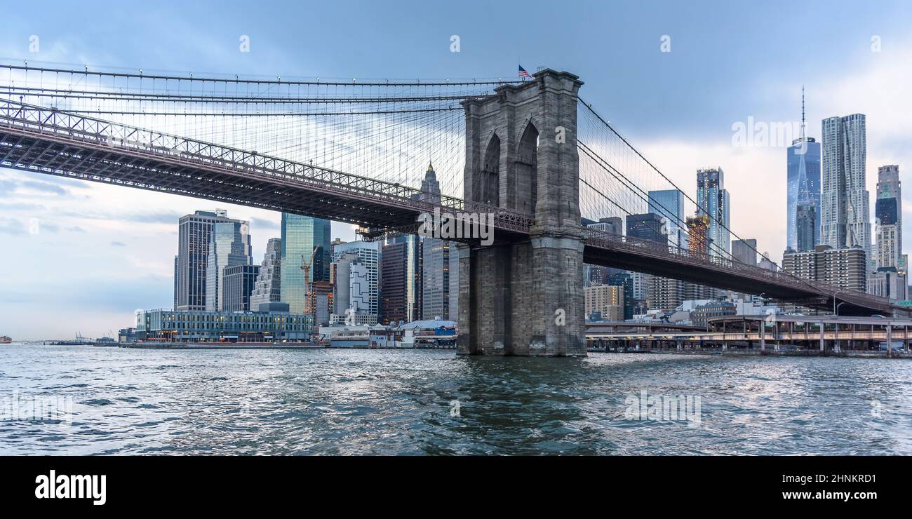 View over Lower Manhattan and the Brooklyn Bridge, from Brooklyn Stock ...