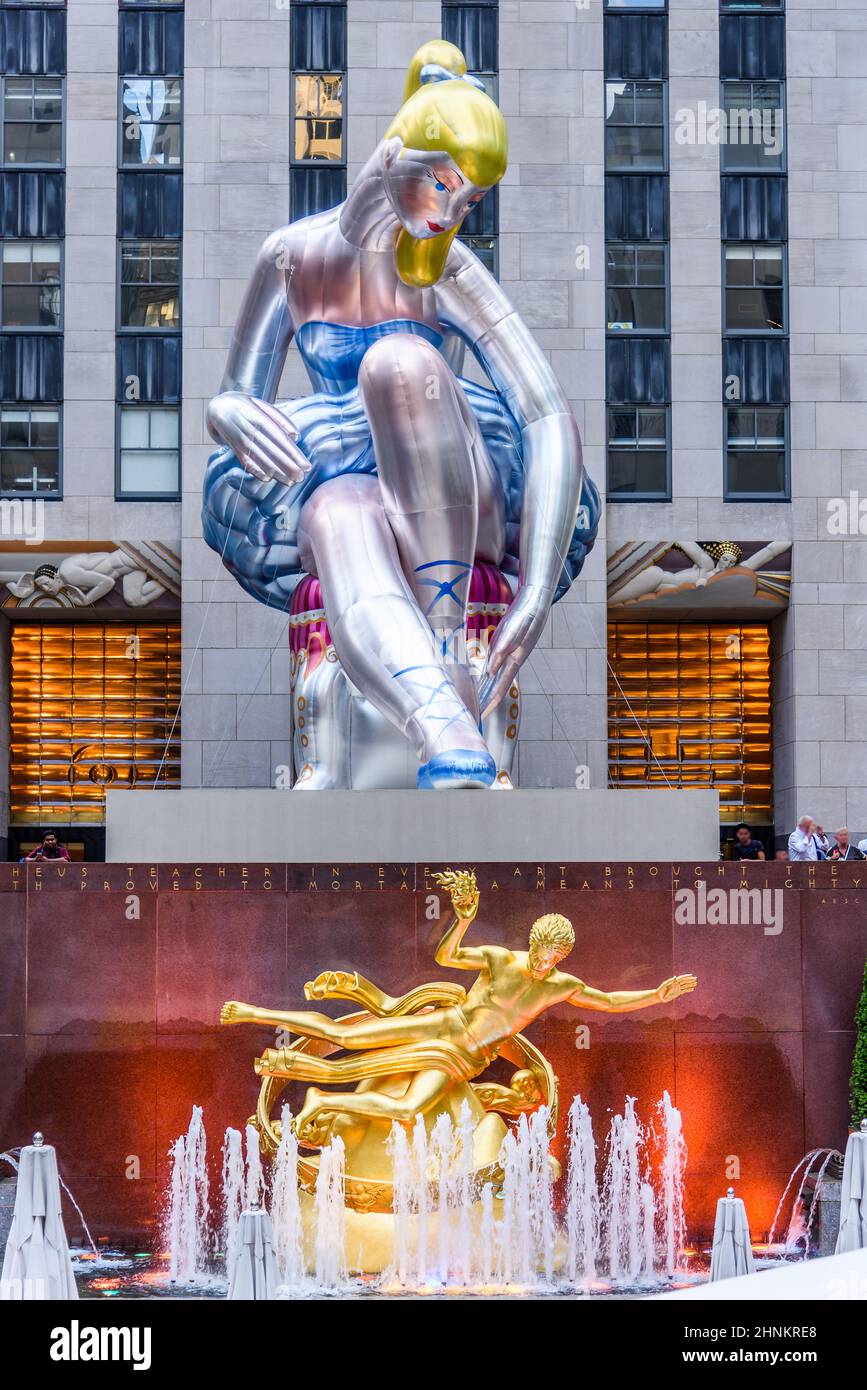 New York City, USA - July 2 2017 - Prometheus statue at the Rockfeller ...