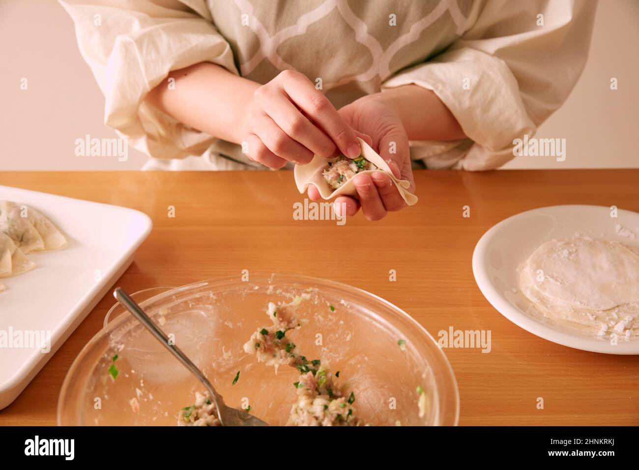 Handmade Dumplings Filled With Red Bean Paste Stock Photo - Alamy