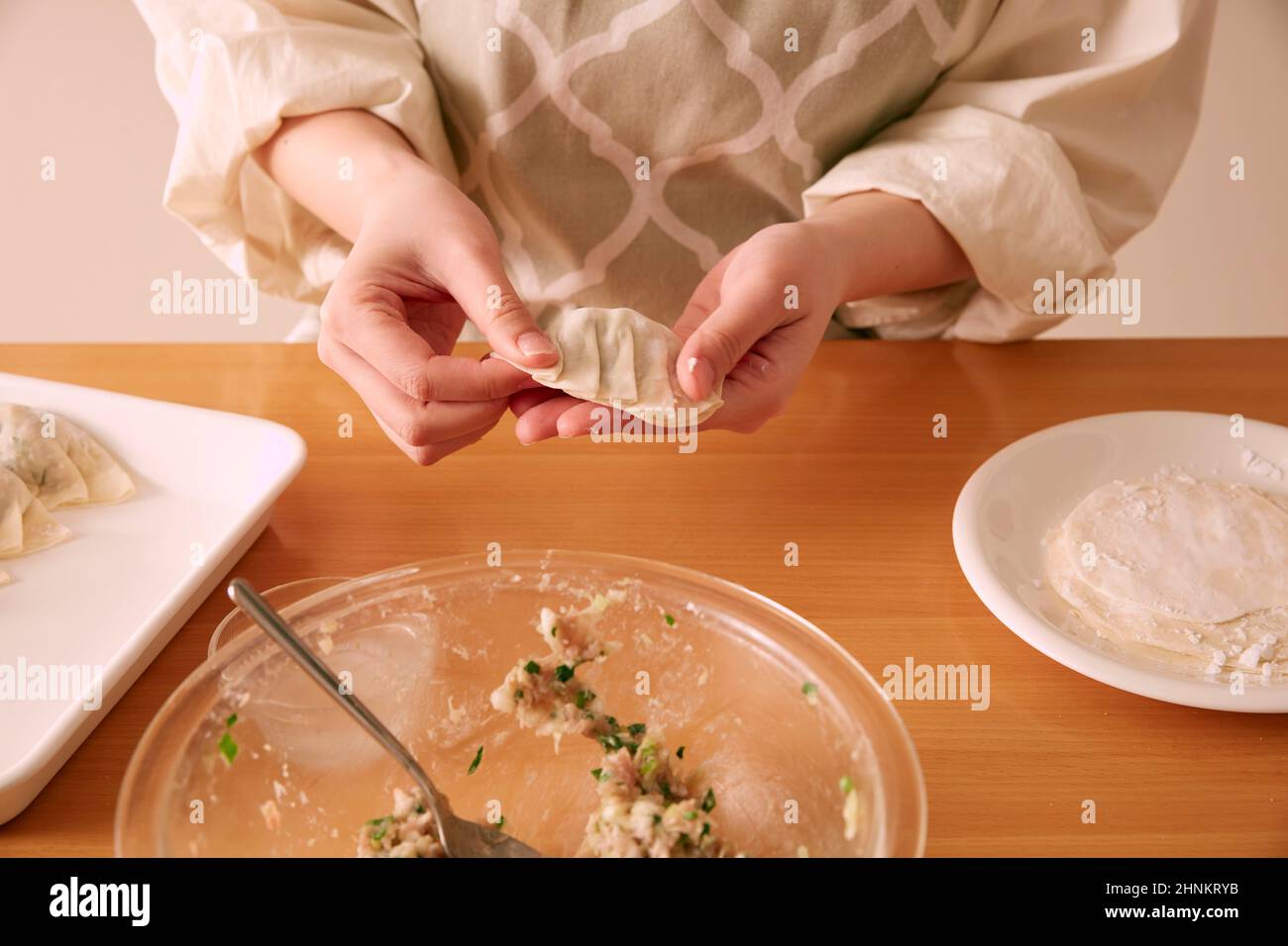 Handmade Dumplings Filled With Red Bean Paste Stock Photo - Alamy