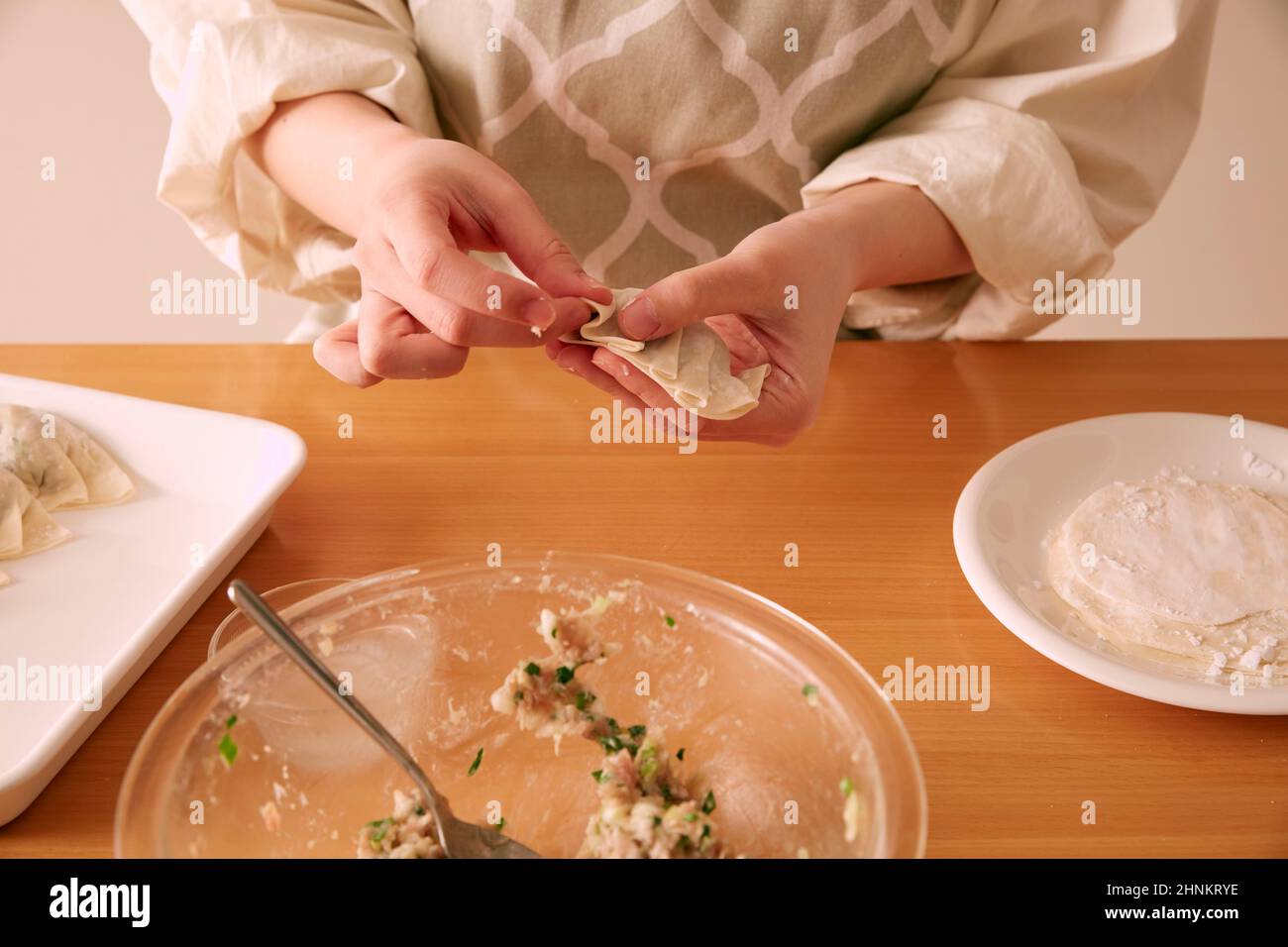 Handmade Dumplings Filled With Red Bean Paste Stock Photo - Alamy