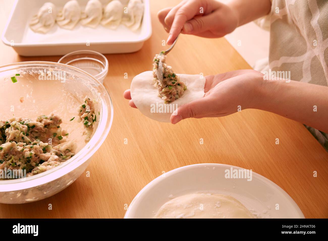 Handmade Dumplings Filled With Red Bean Paste Stock Photo - Alamy