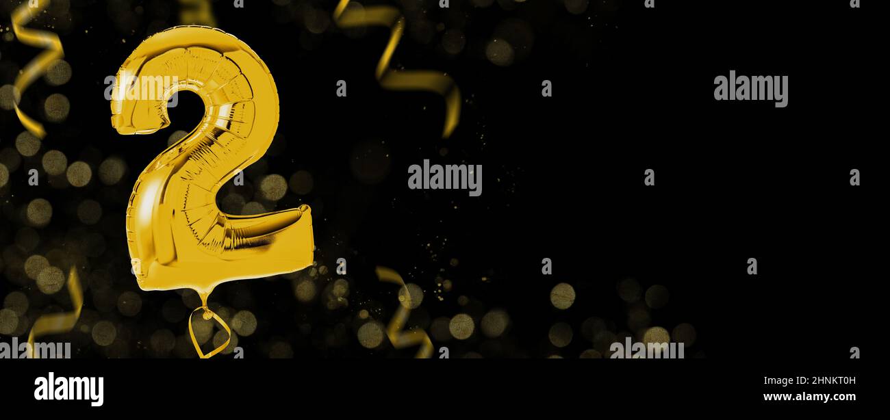 Golden balloons with copy space - Number 2 Stock Photo - Alamy