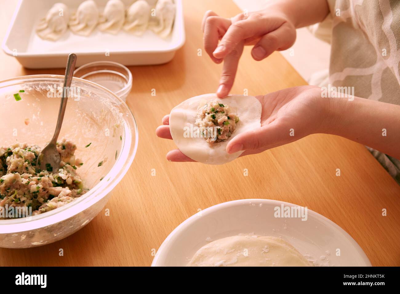 Handmade Dumplings Filled With Red Bean Paste Stock Photo - Alamy