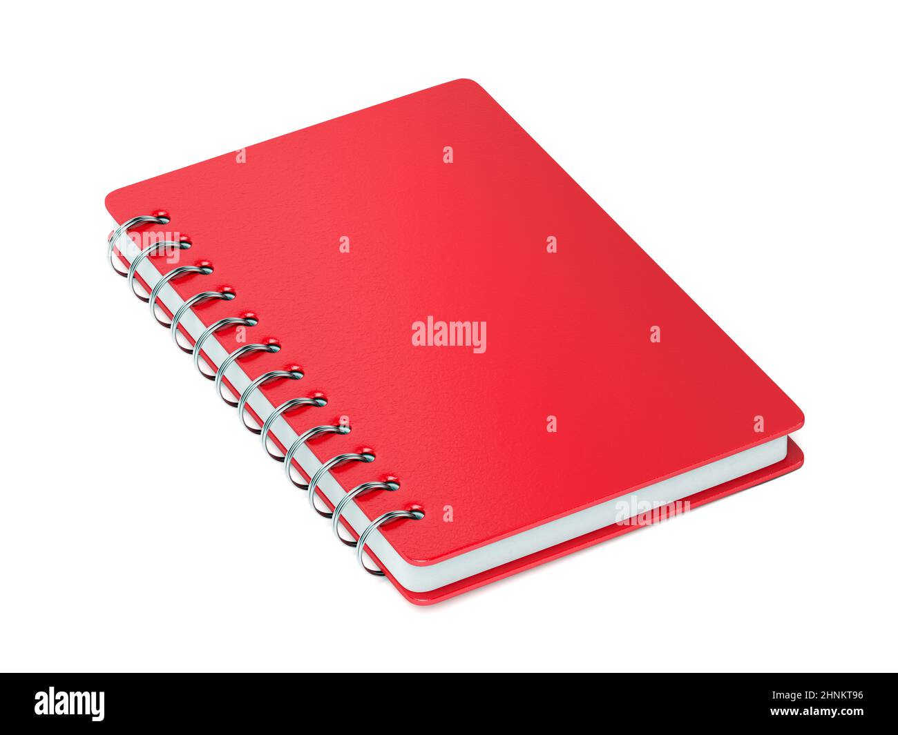 Red spiral notebook on white background Stock Photo - Alamy
