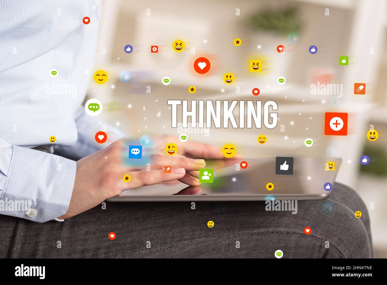 business person playing multimedia Stock Photo - Alamy