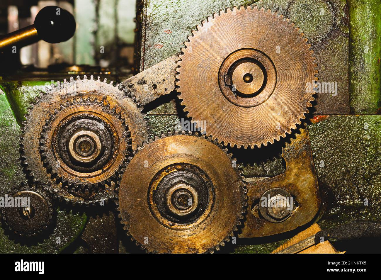 Gears of industrial machine. detail of mechanism. old cogwheels of ...