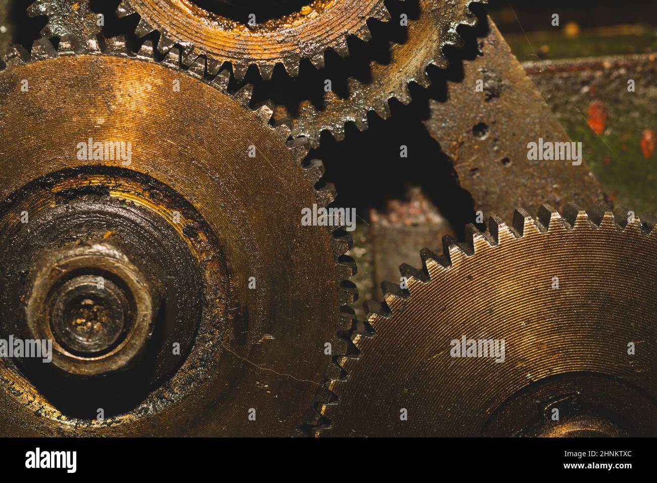 Gears of industrial machine. detail of mechanism. old cogwheels of ...