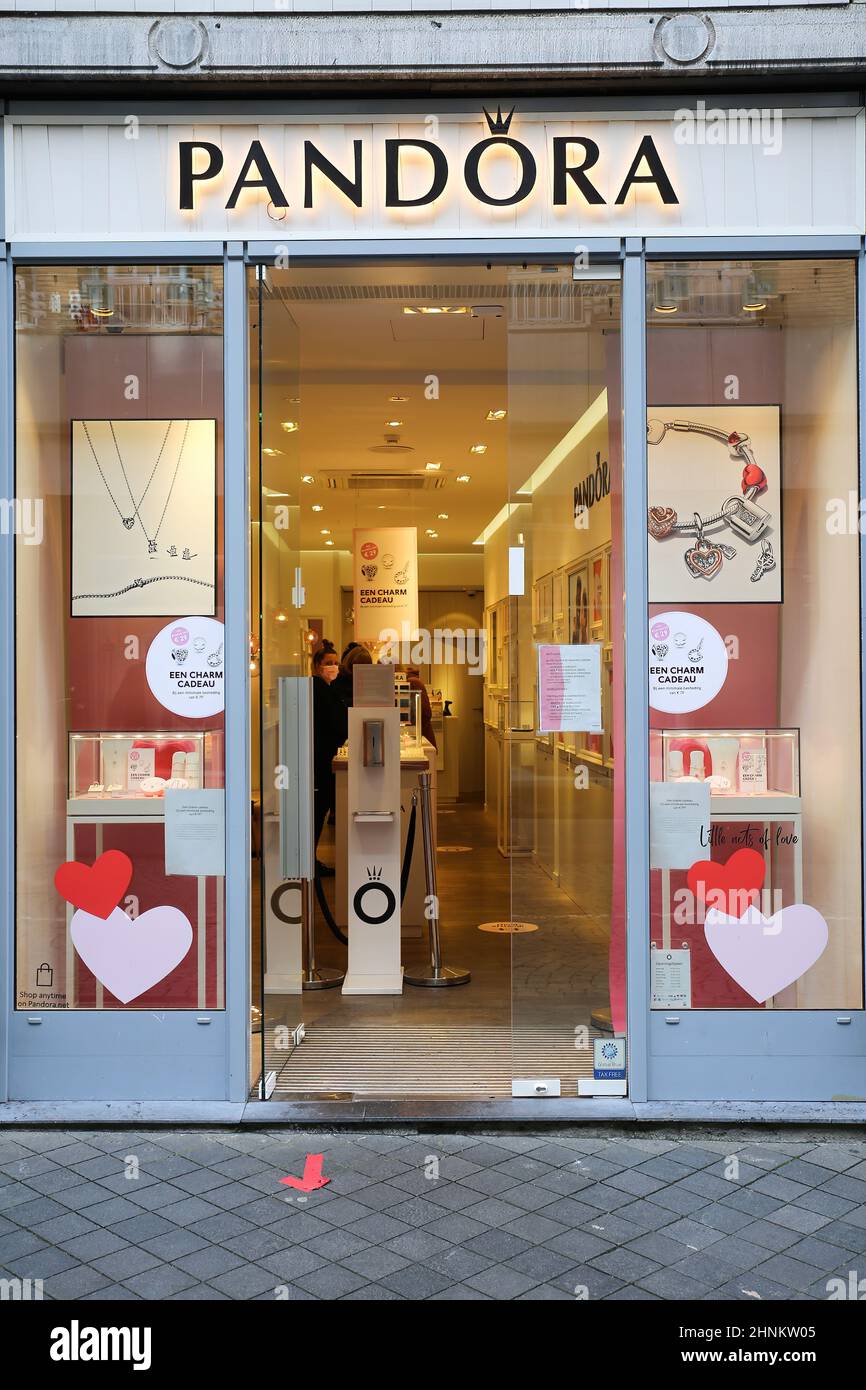 Maastricht, Netherlands - February 13. 2022: View on shop entrance with ...