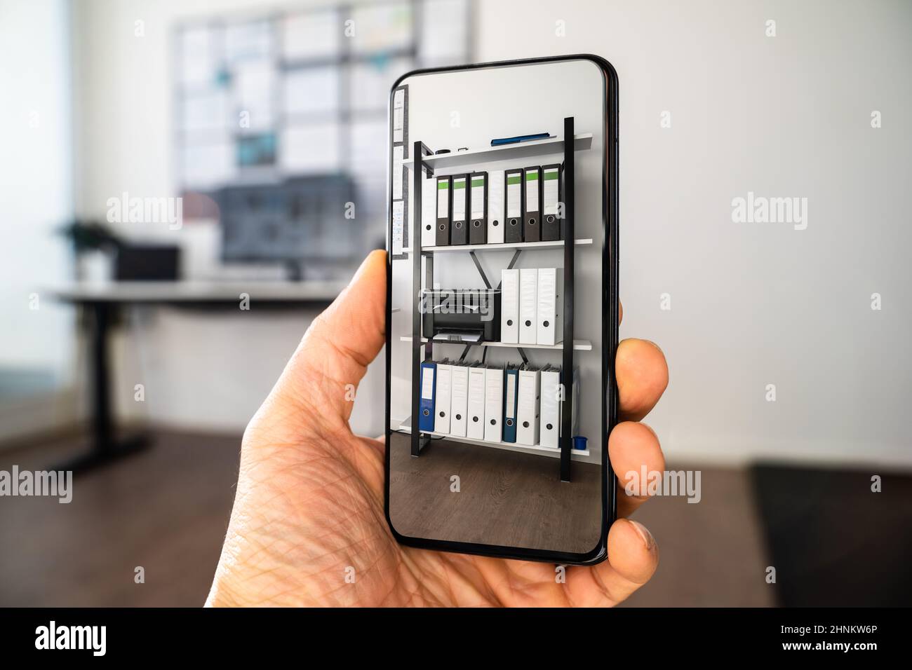 AR Smart Phone App. Augmented Reality Furniture Design Stock Photo - Alamy