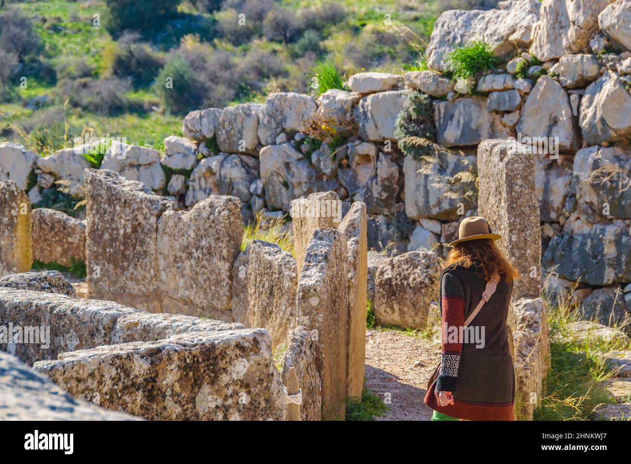 Woman Back View, Micenas City, Greece Stock Photo - Alamy
