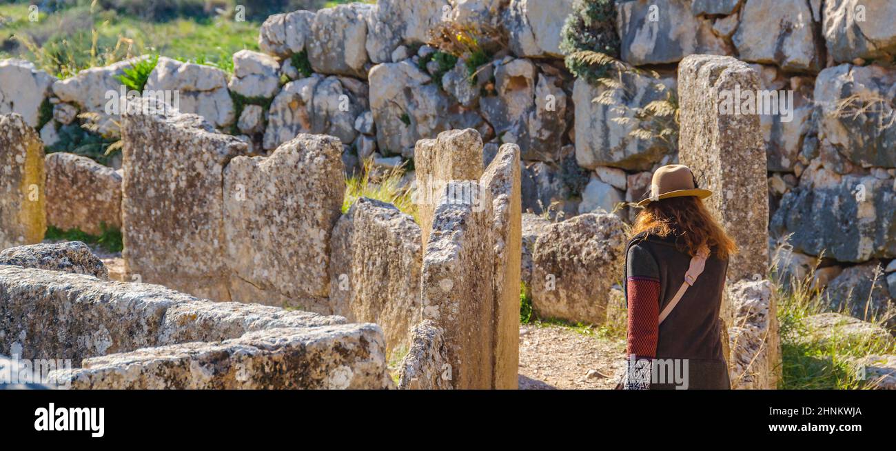 Woman Back View, Micenas City, Greece Stock Photo - Alamy