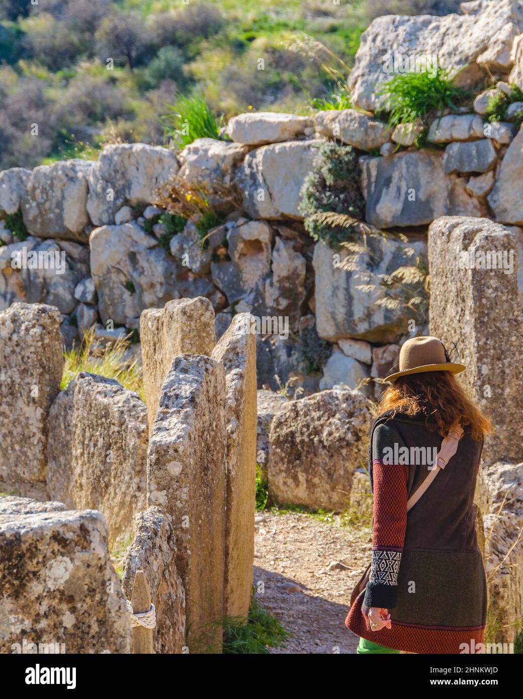 Woman Back View, Micenas City, Greece Stock Photo - Alamy