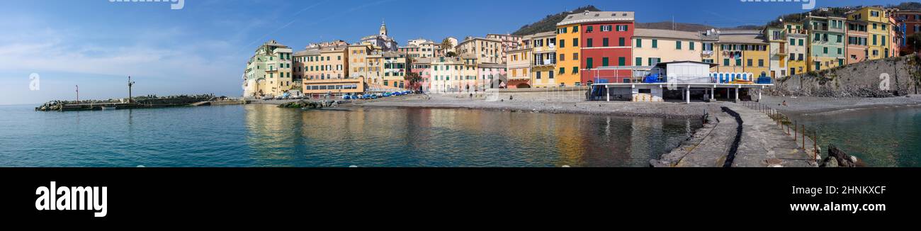 Colorful houses in the fisherman village of Bogliasco on the Italian ...