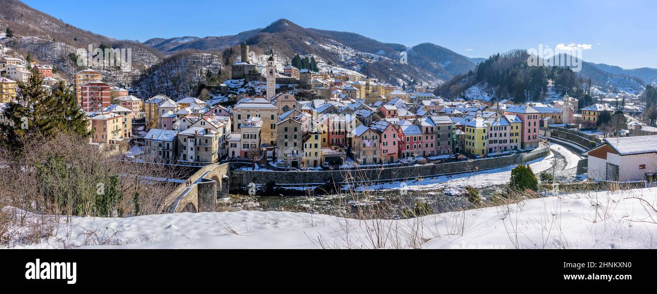 Winter view of ligurian village of Campo Ligure, registered to "i ...