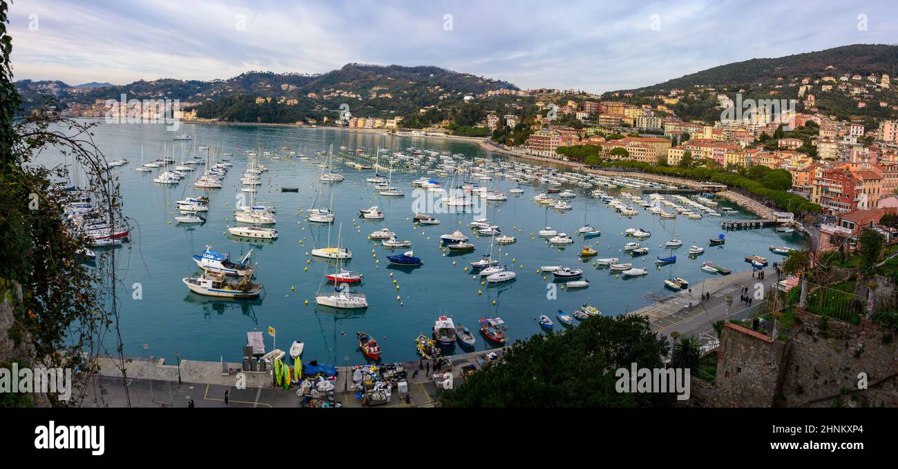 View from the coast of the village of Lerici with its castle Stock ...