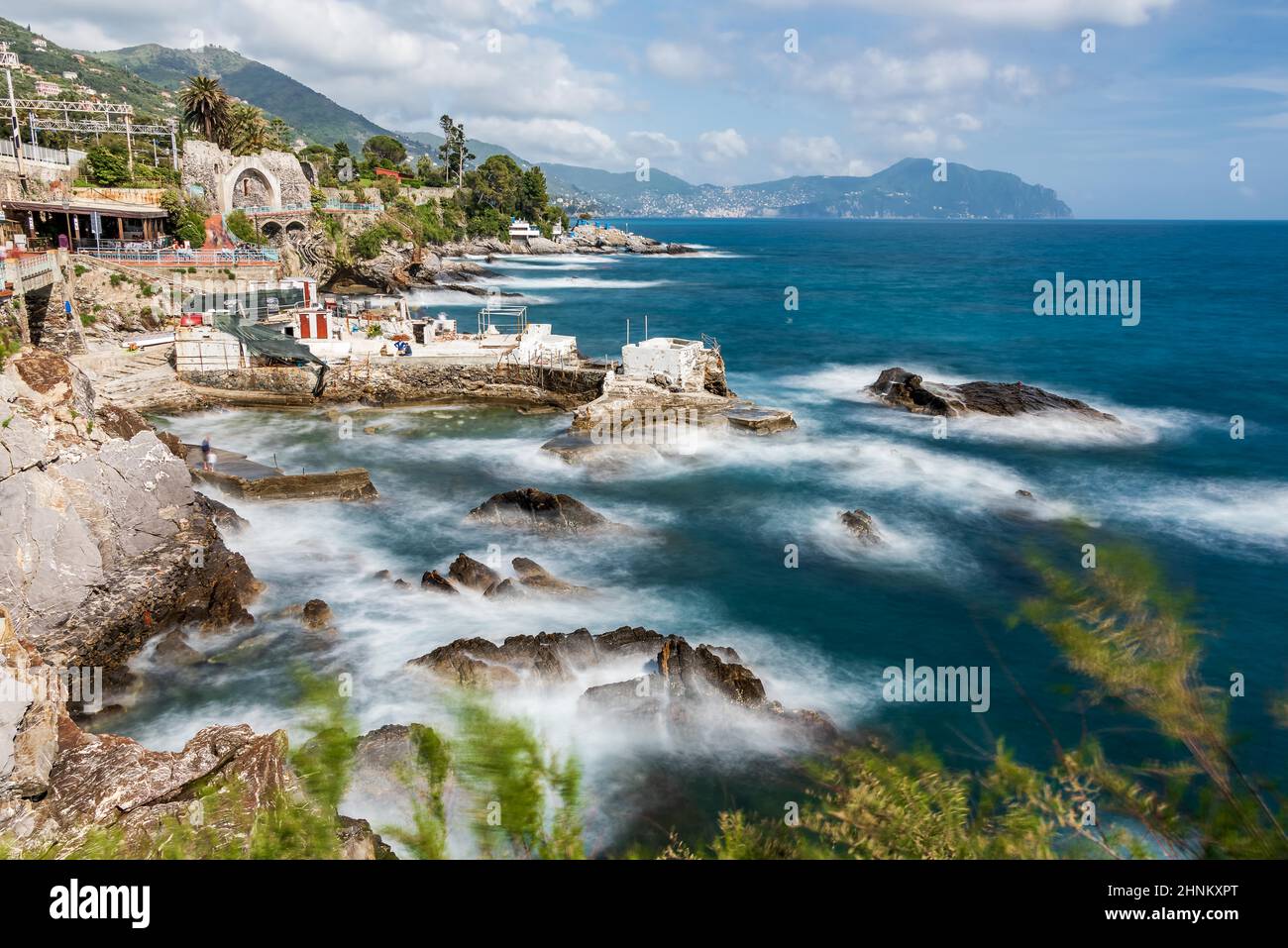 The cliffs of Nervi, village of Genoa on the italian riviera Stock ...