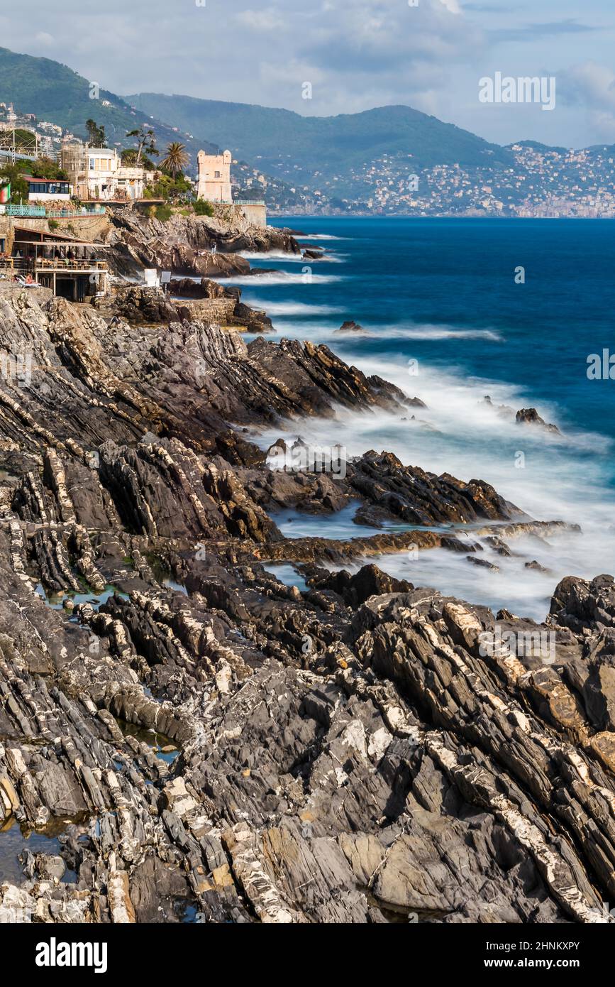 The cliffs of Nervi, village of Genoa on the italian riviera Stock ...