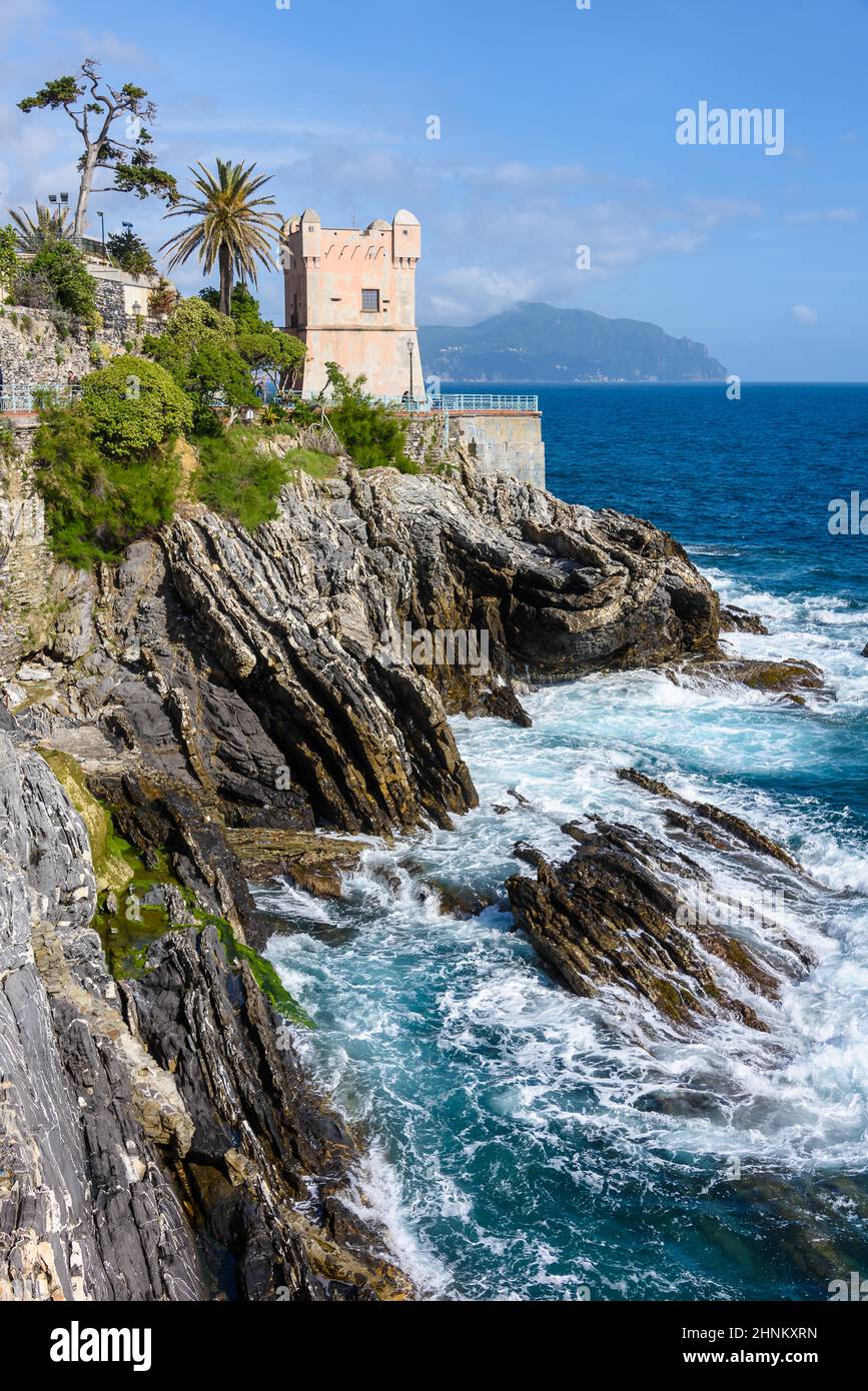The cliffs of Nervi, village of Genoa on the italian riviera Stock ...