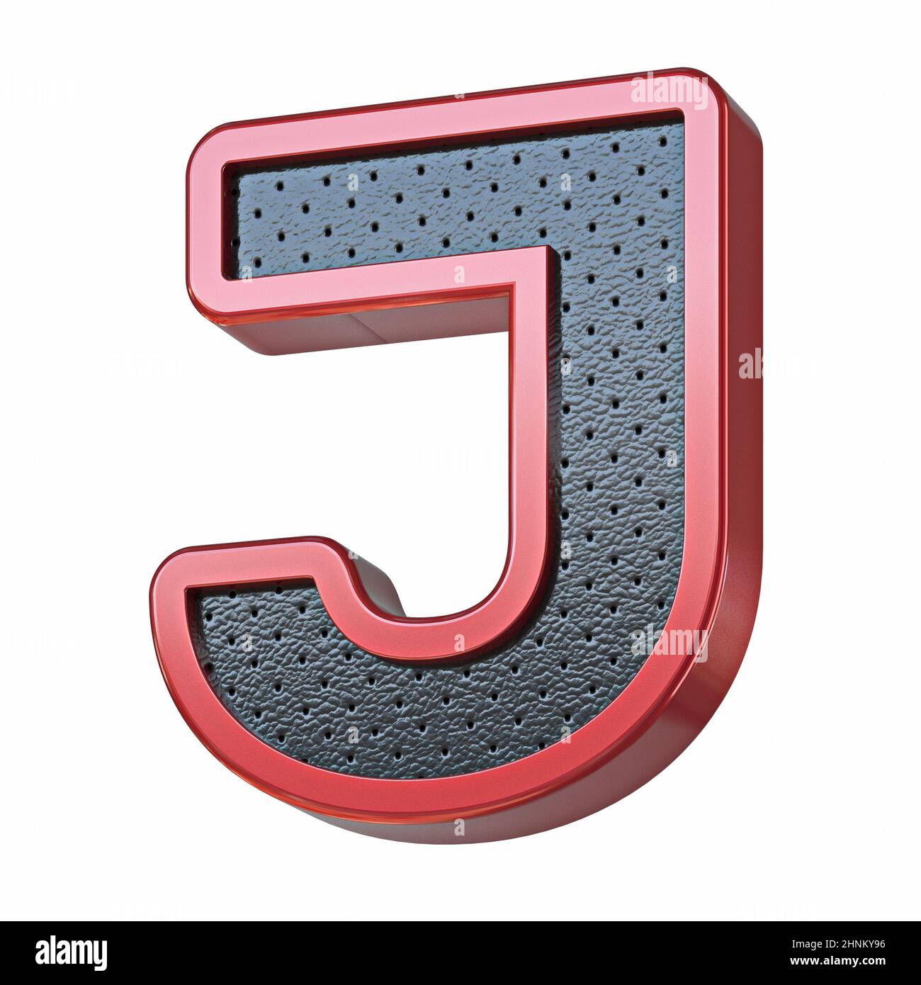 Red shinny metal and black leather font Letter J 3D render illustration ...