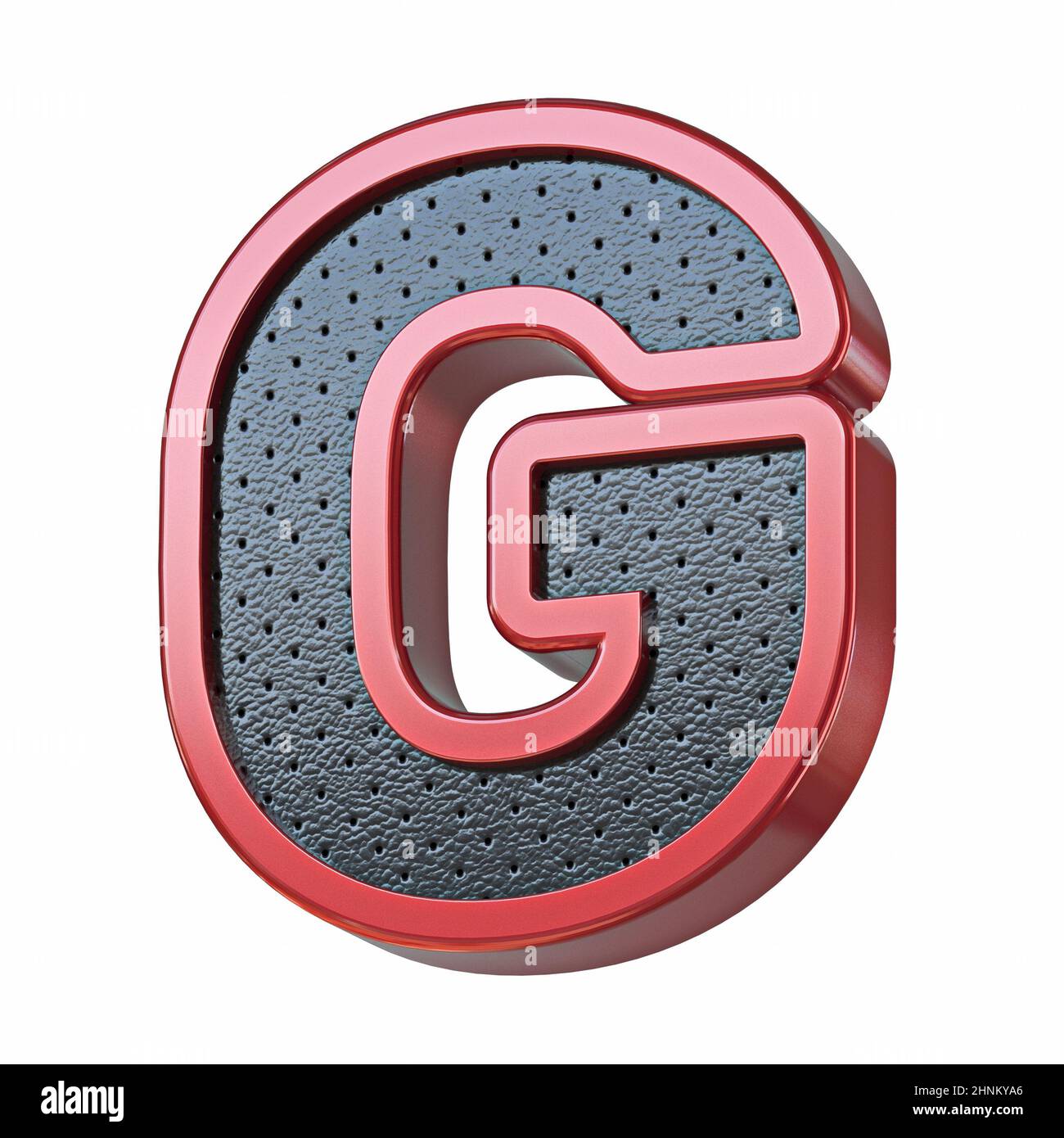 Red shinny metal and black leather font Letter G 3D render illustration ...