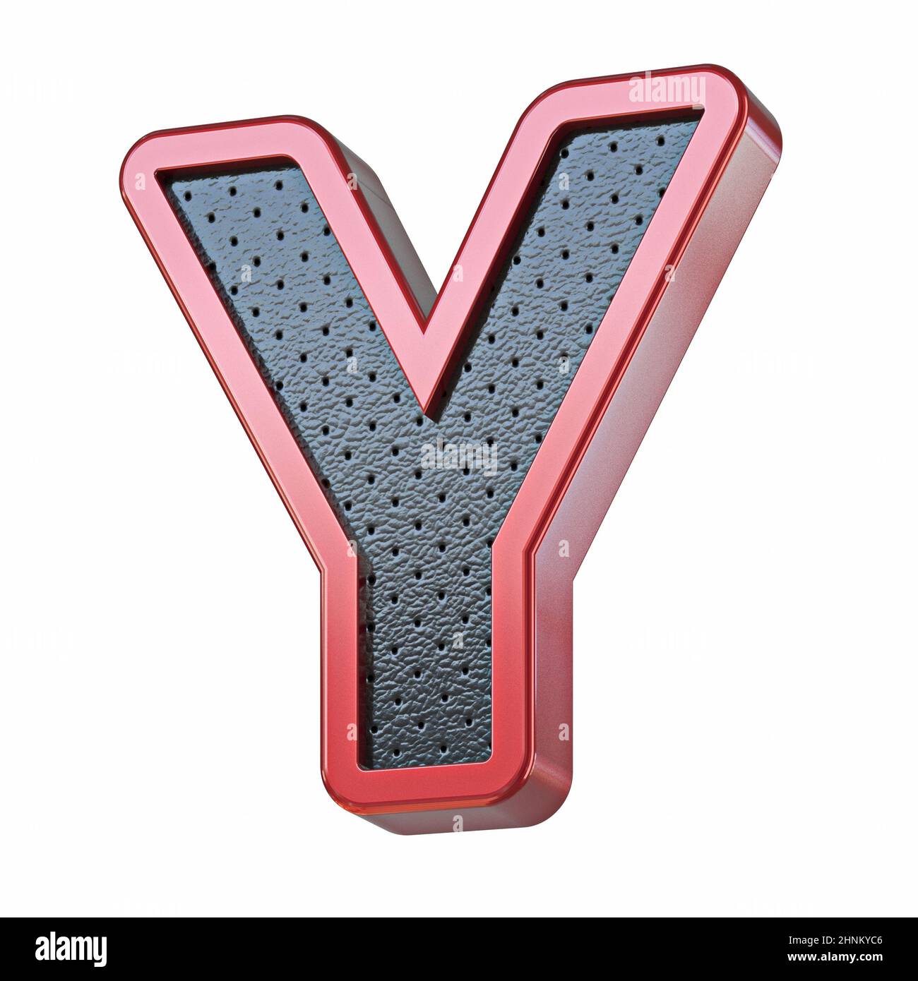 Red shinny metal and black leather font Letter Y 3D render illustration ...