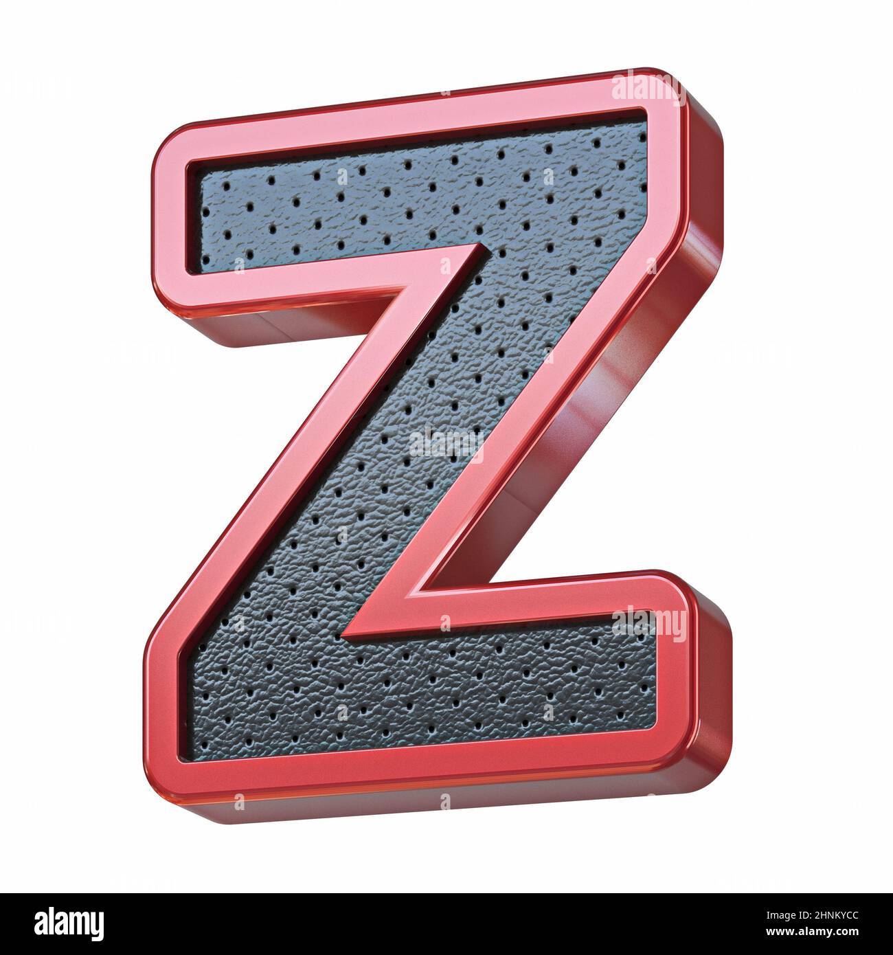 Red shinny metal and black leather font Letter Z 3D render illustration ...