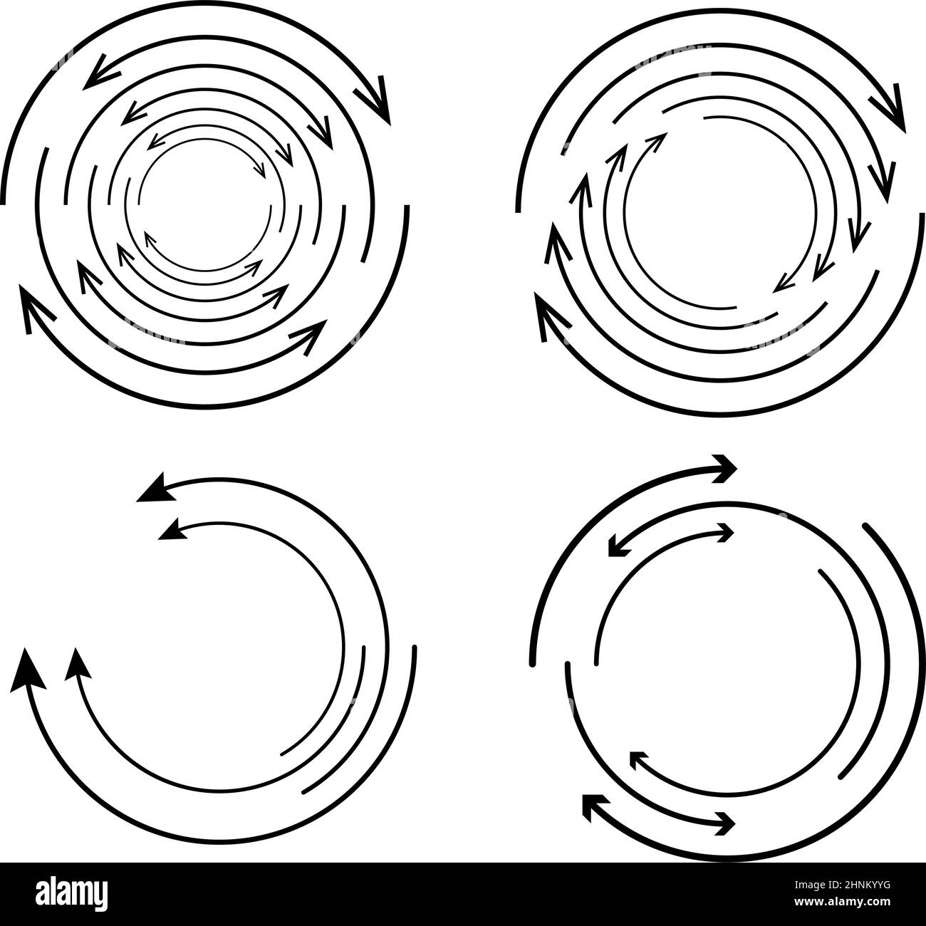 Random circular, cycle arrow element. Spiral, spinning, revolve arrows ...