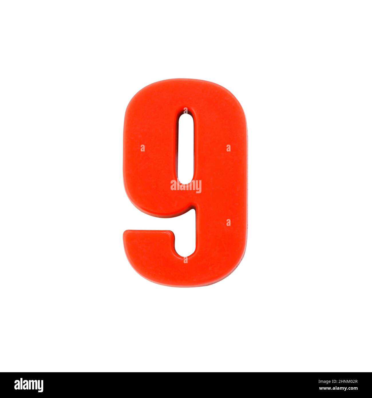 Shot of a number nine made of red plastic with clipping path Stock ...