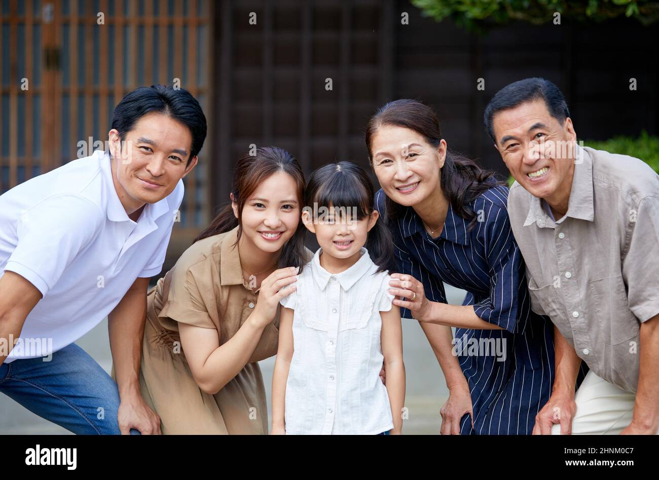 Smiling Three-Generations Japanese Family Stock Photo - Alamy
