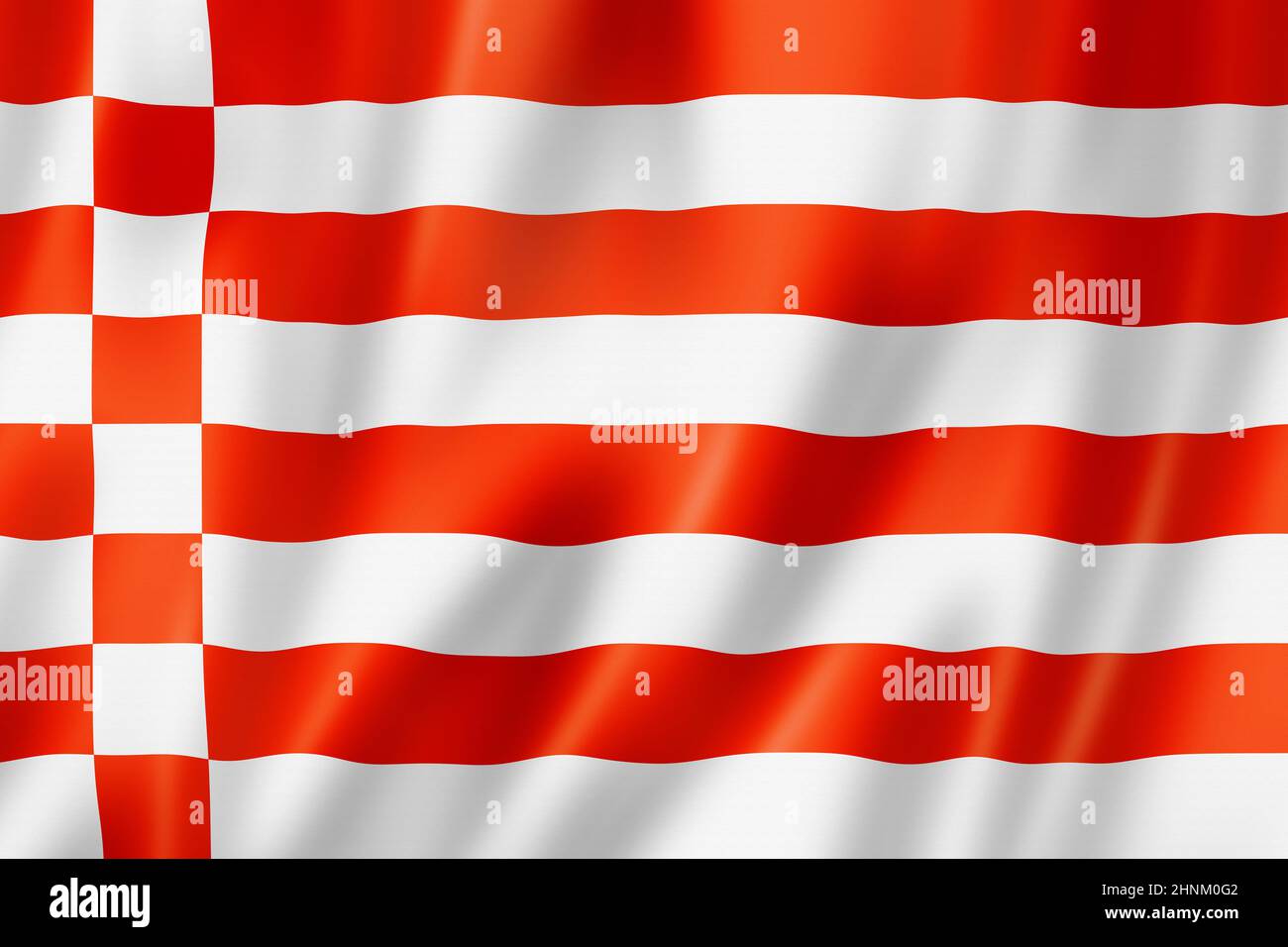 Bremen state flag, Germany waving banner collection. 3D illustration ...