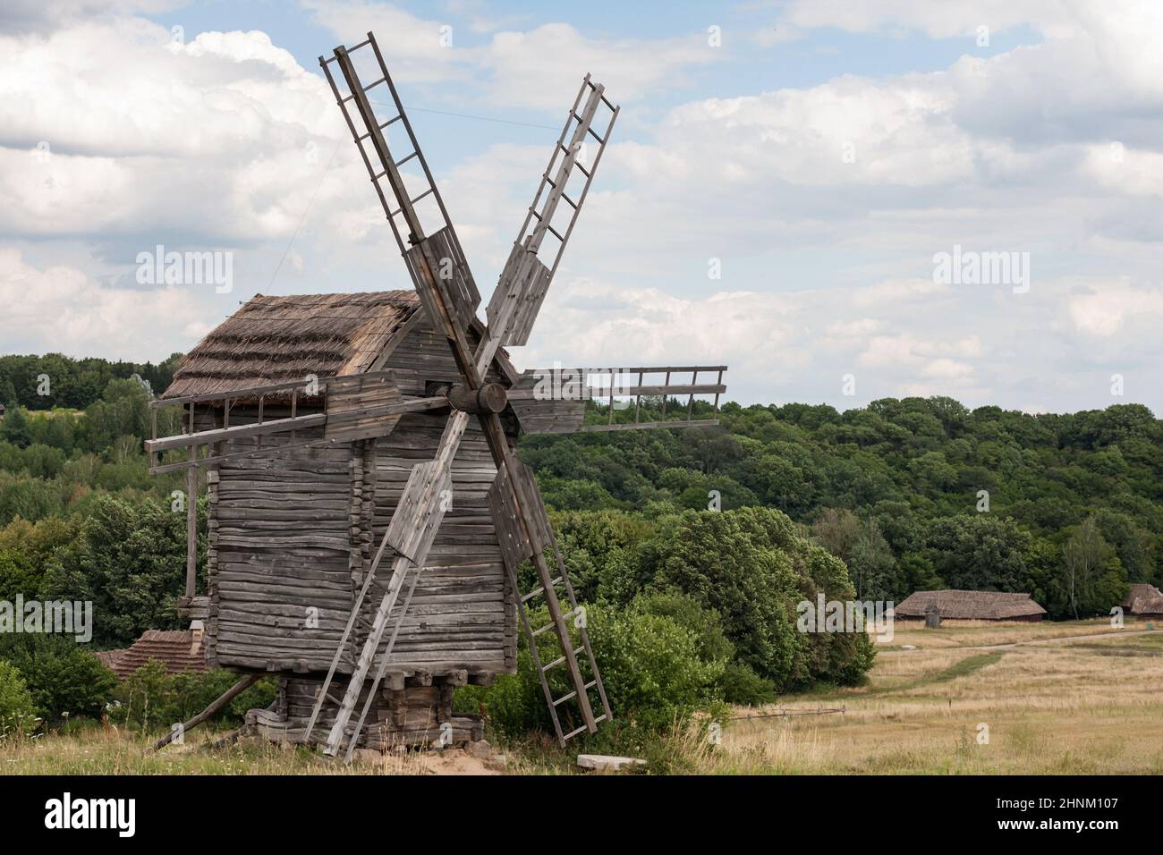 Landscape with an old mill Stock Photo - Alamy