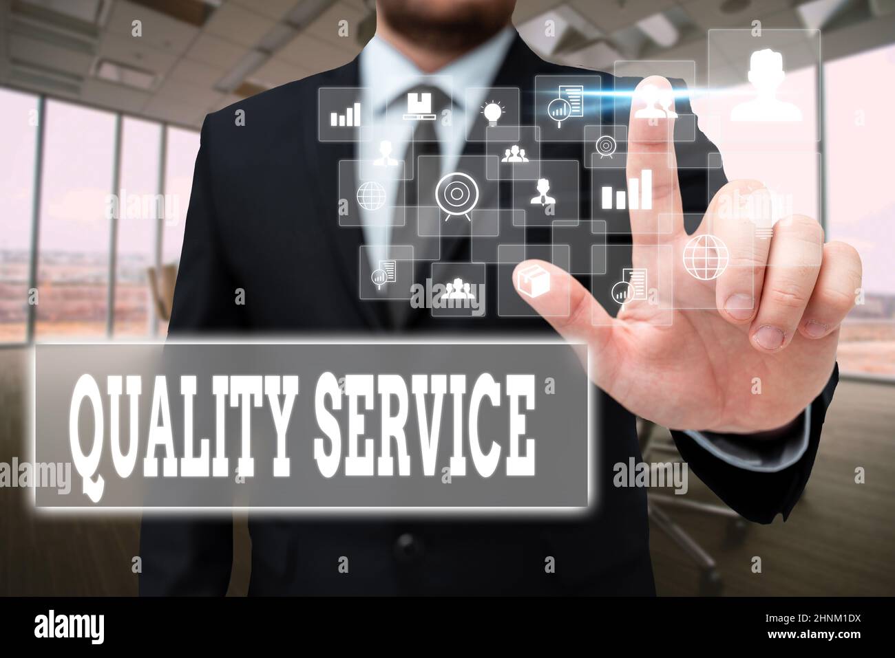Inspiration showing sign Quality Service, Business showcase delivered ...