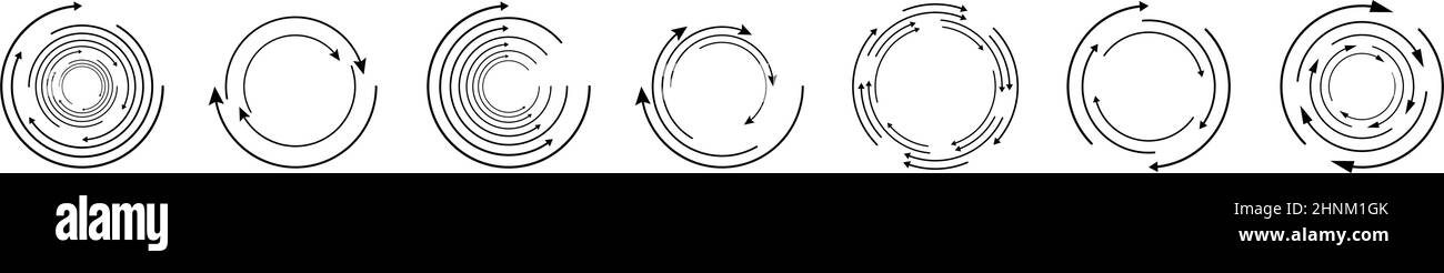 Random circular, cycle arrow element. Spiral, spinning, revolve arrows ...