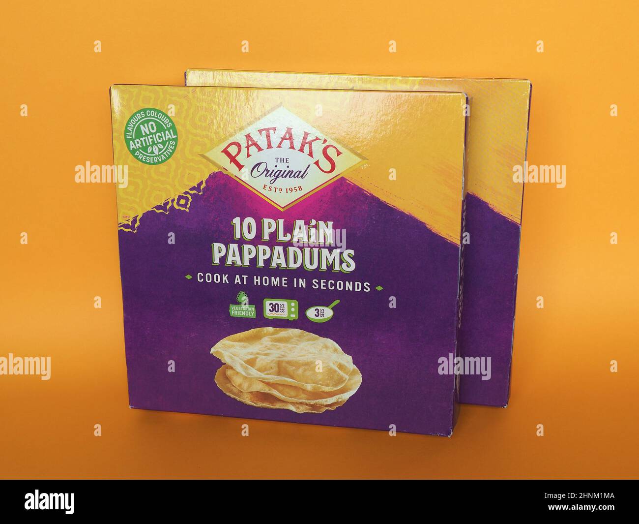 LONDON - CIRCA JUNE 2021: Patak's packet of pappadums Stock Photo - Alamy