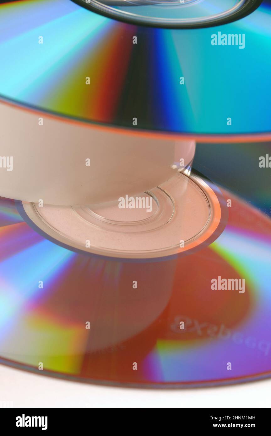 CDs and DVDs on a white background Stock Photo - Alamy