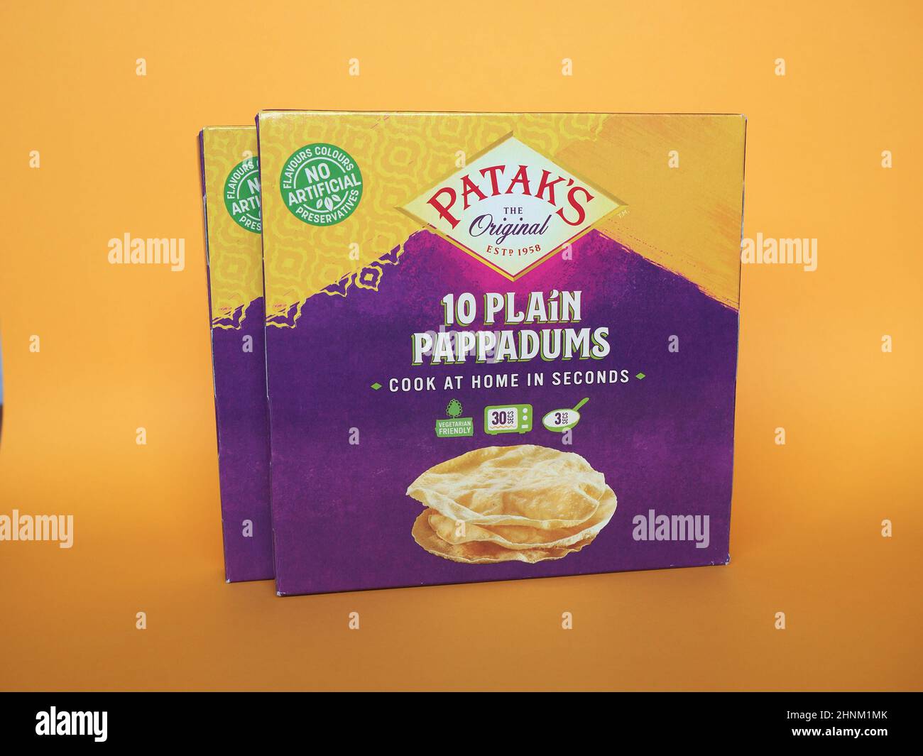 LONDON - CIRCA JUNE 2021: Patak's packet of pappadums Stock Photo - Alamy