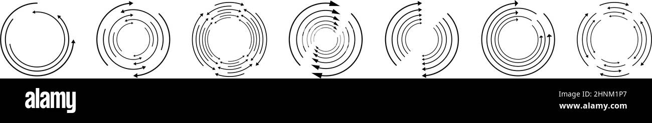 Random circular, cycle arrow element. Spiral, spinning, revolve arrows ...