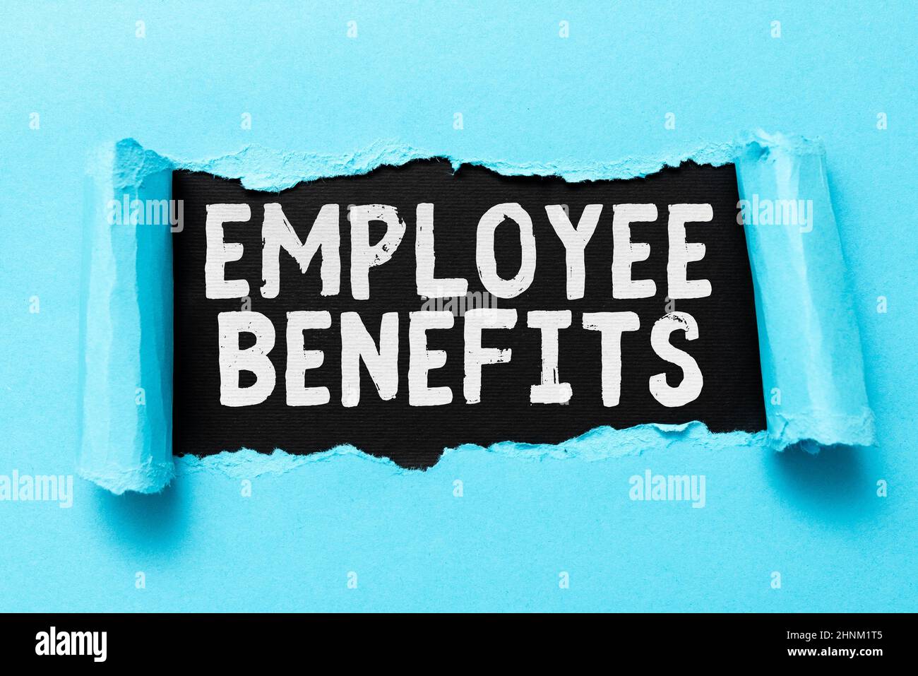 Text caption presenting Employee Benefits, Concept meaning indirect and ...